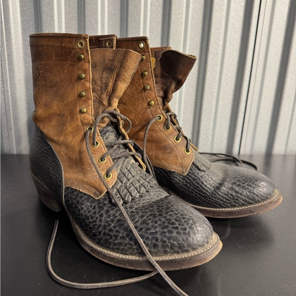 Justin Boots | Shoes | Usa Justin Boots 63 Vtg Packer Kiltie Laced ...